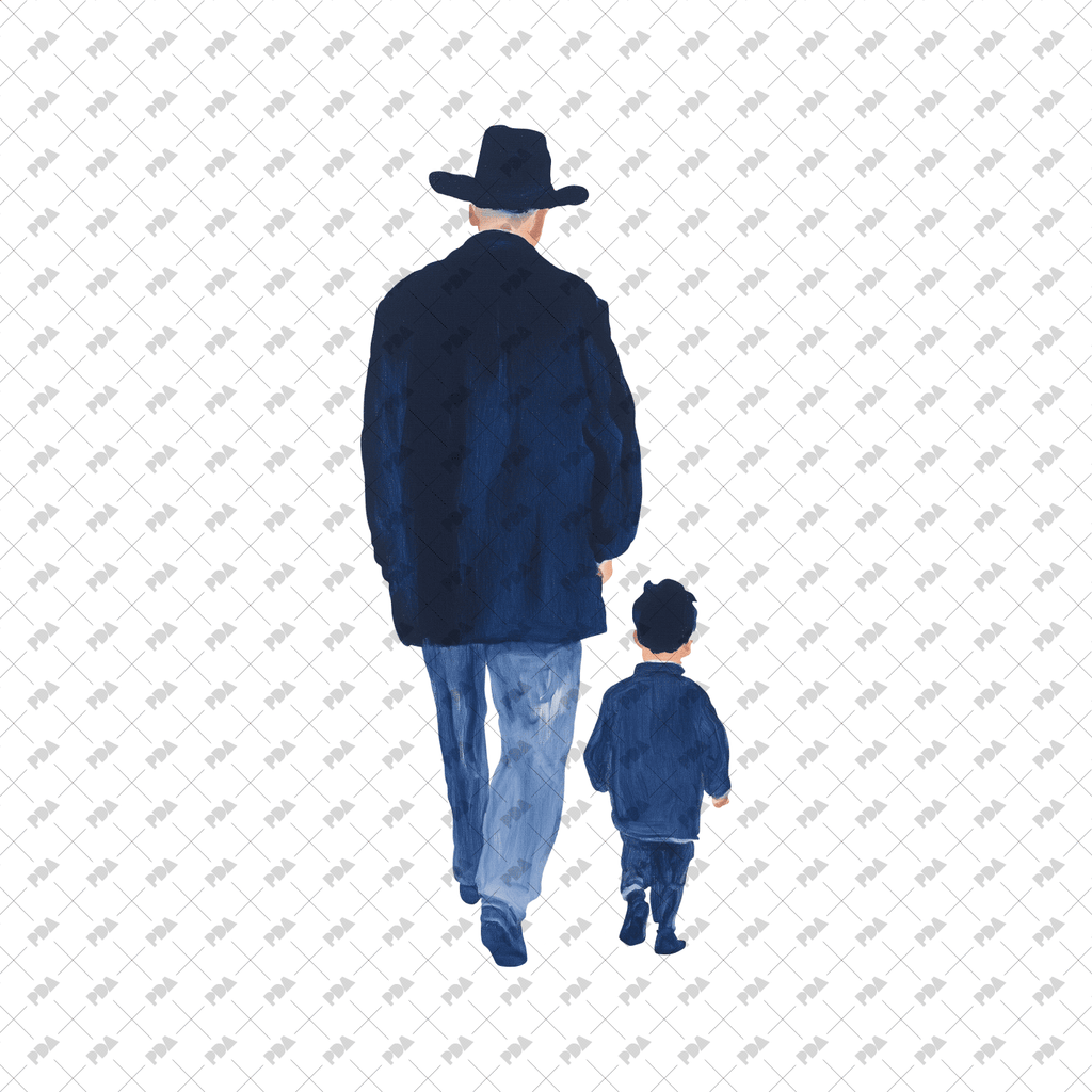 PNG Cutout Father and Sons in Back View