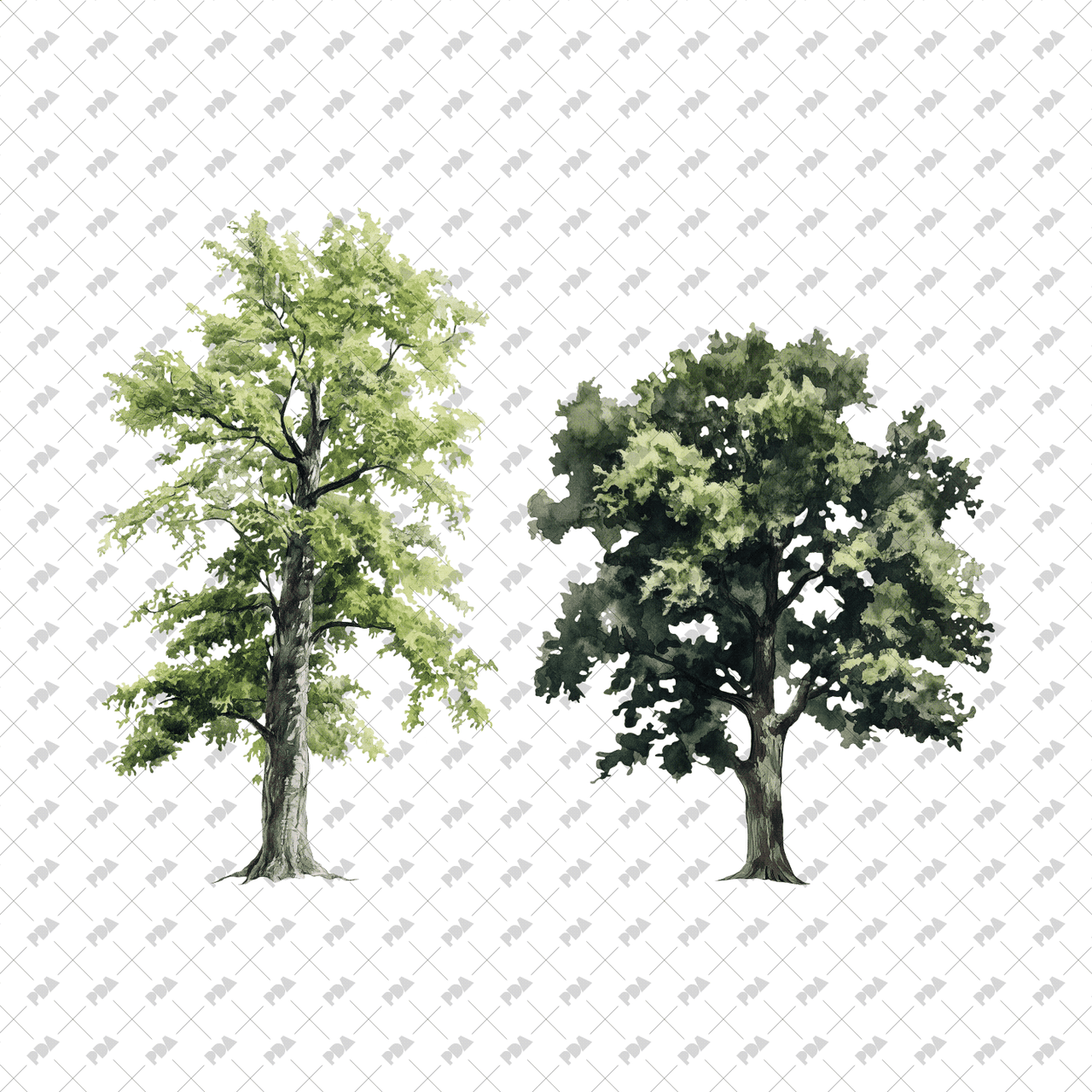Watercolor Trees for Architectural Drawings