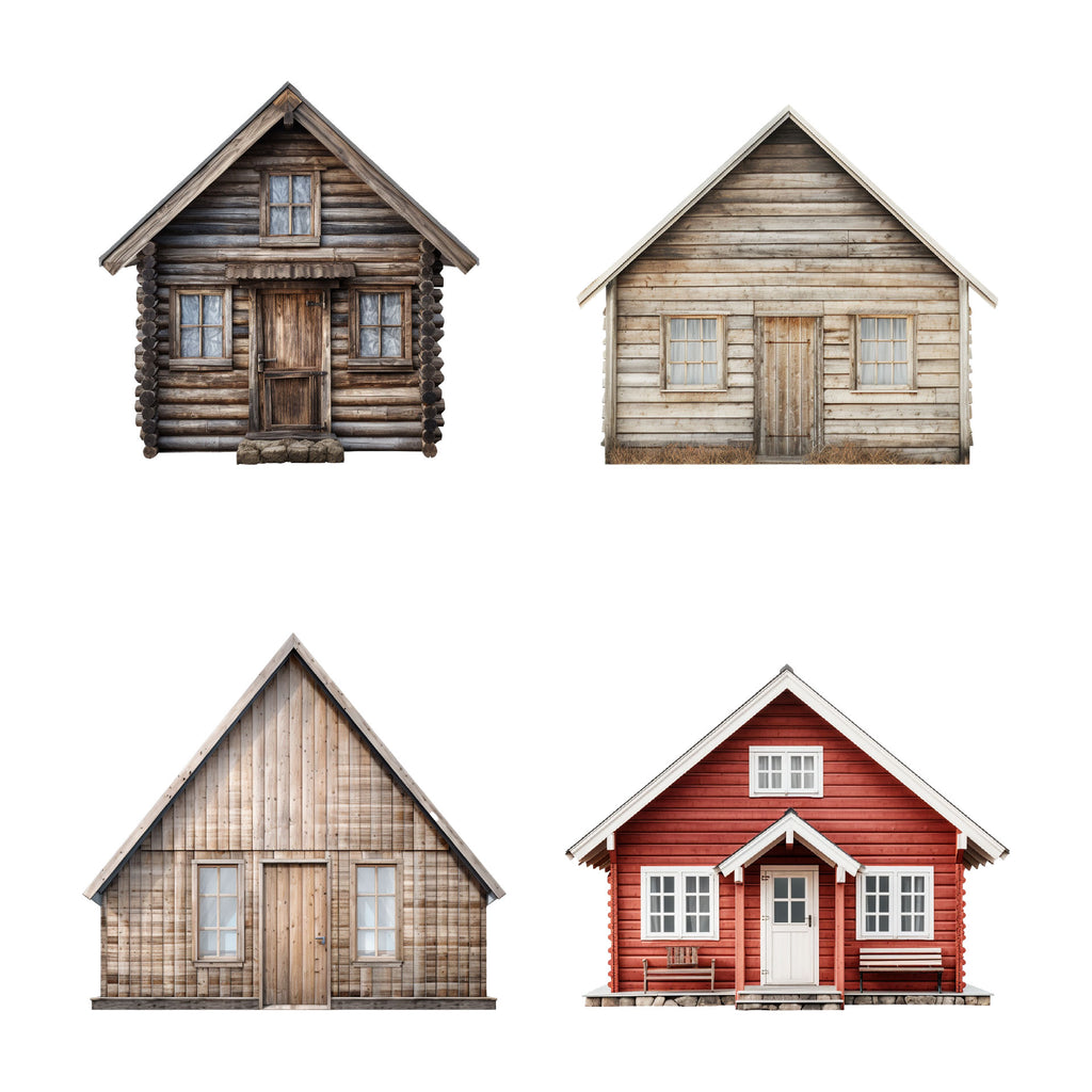 PNG Wooden Cabins Set for Architectural Collages