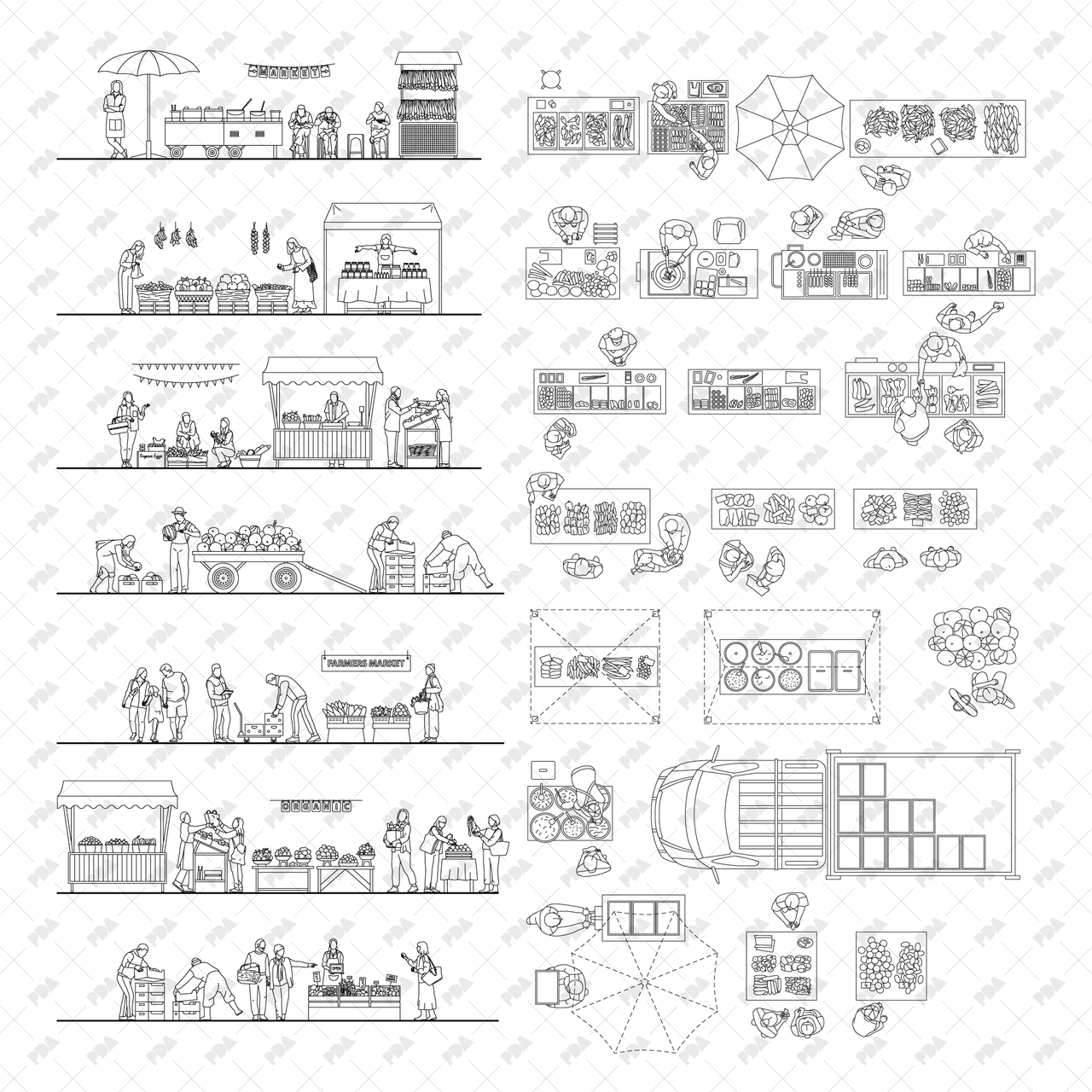 CAD, Vector All You Need for Coffee Shop Design (Side View)