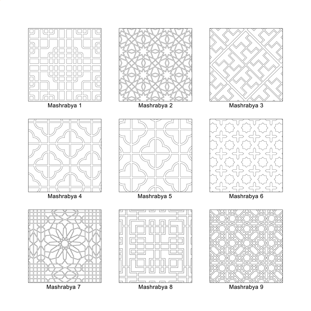 Mashrabiya Screen Patterns/ Lattice Screen Patterns - Vector