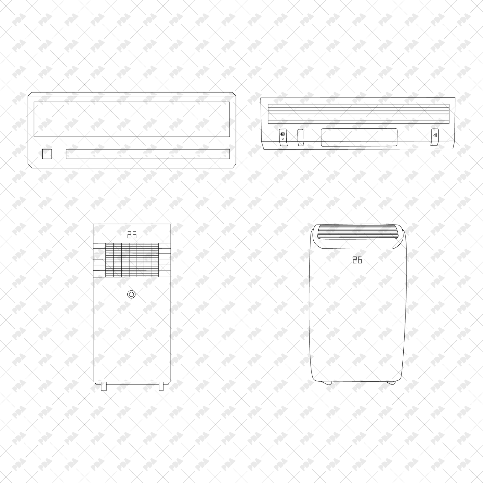 CAD, Vector Air Conditioners Set