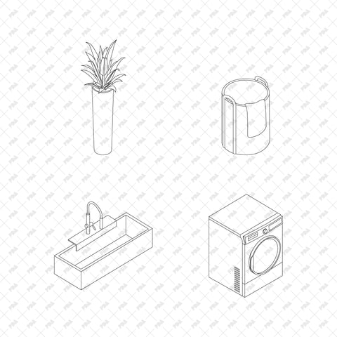 CAD, Vector Isometric Laundry Set – Post Digital Architecture