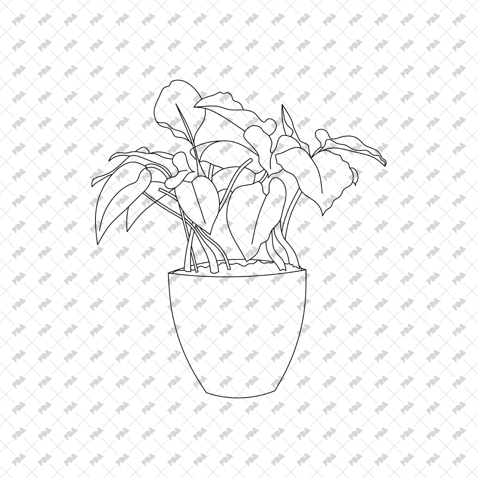 Potted Interior Plants CAD Vector Set for 2D Drawings