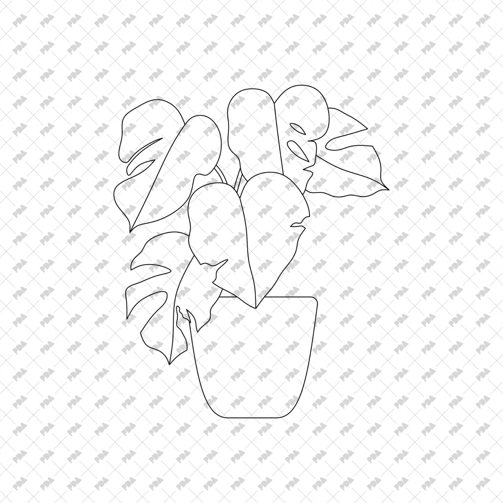Potted Interior Plants CAD Vector Set for 2D Drawings