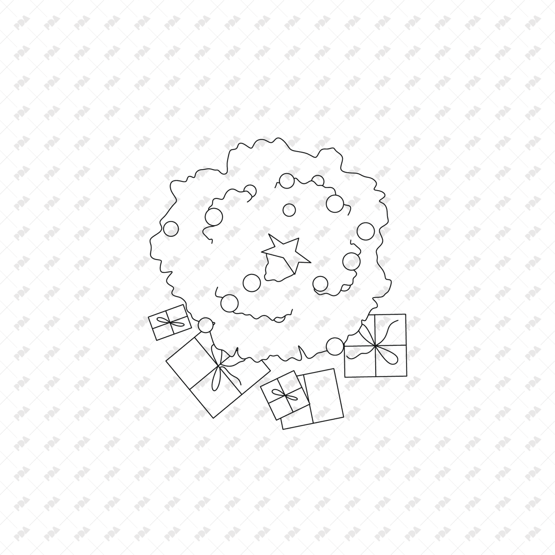 CAD, Vector, PNG Family Decorating a Christmas Tree in Top View
