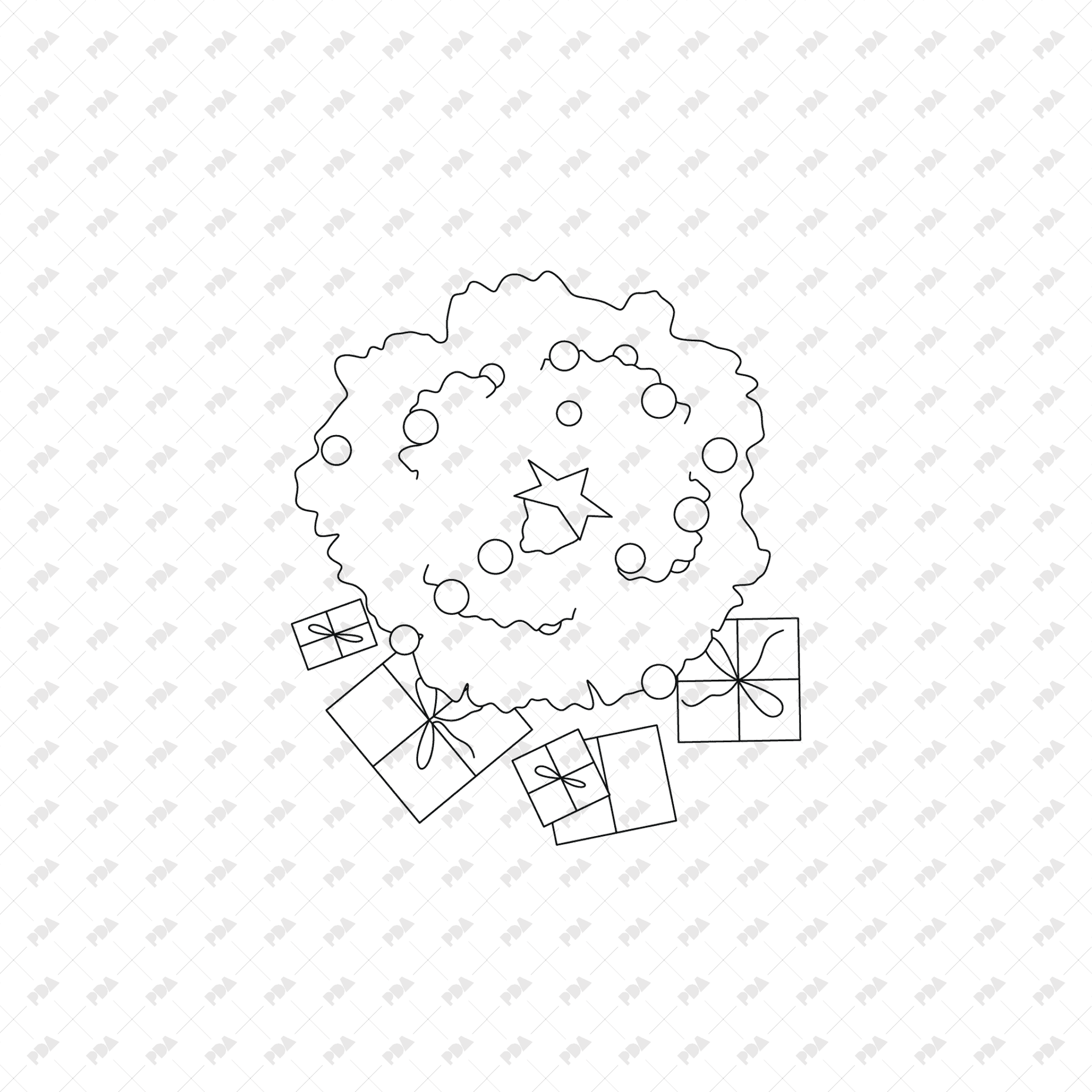 CAD, Vector, PNG Family Decorating a Christmas Tree in Top View