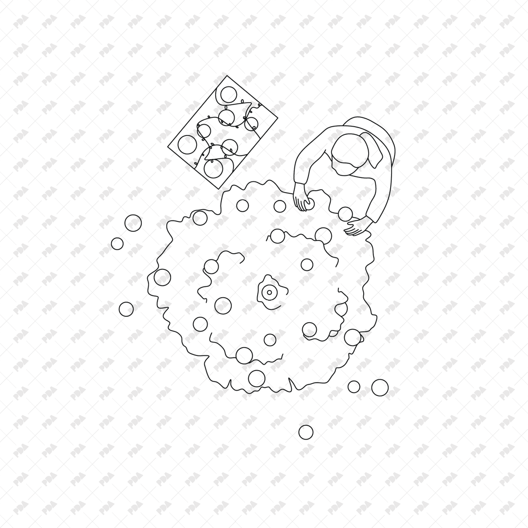 CAD, Vector, PNG Family Decorating a Christmas Tree in Top View