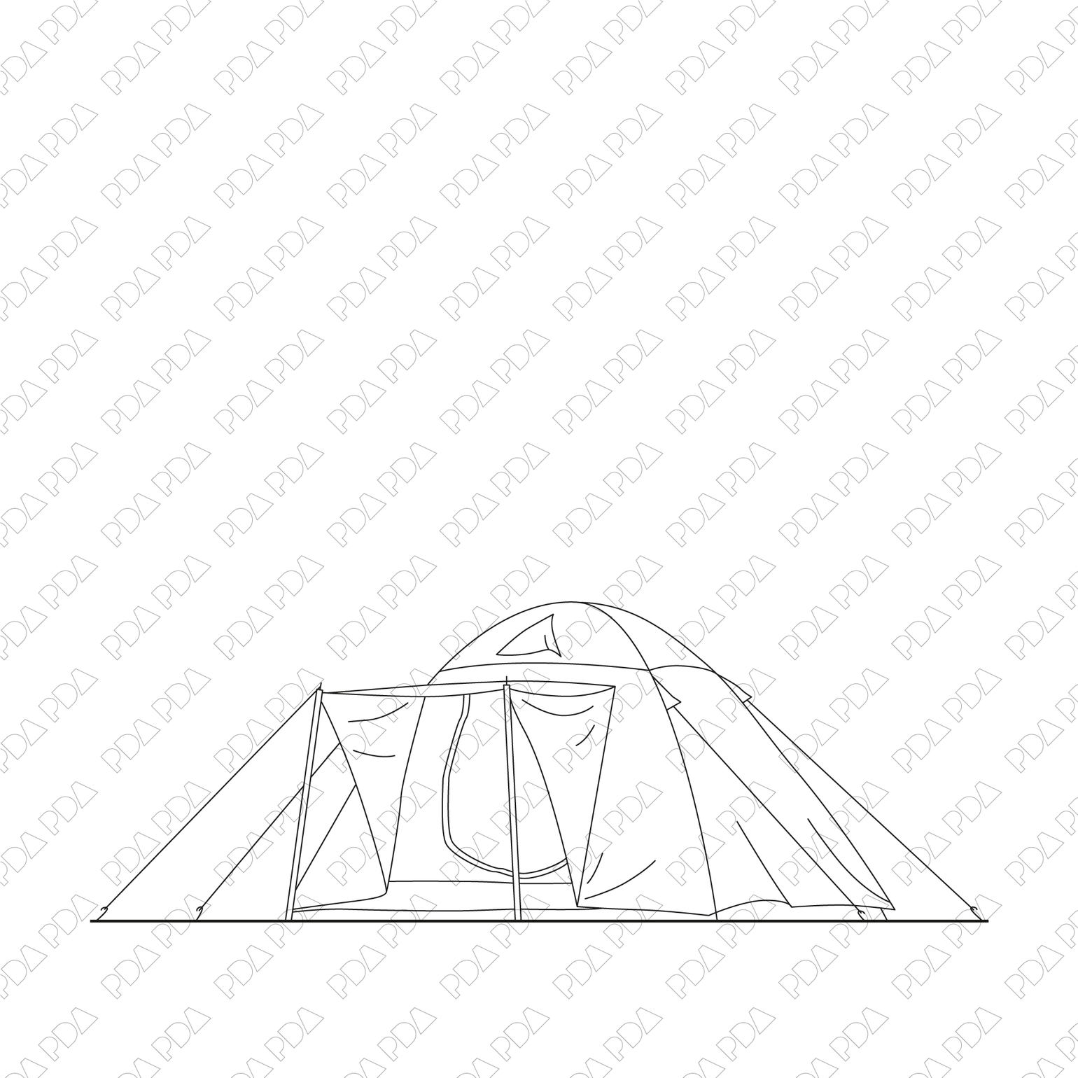 CAD & Vector Line Camping Set - 360° Views