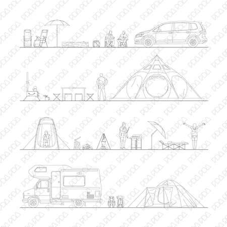 Camping Set (Front view and side view) | Post Digital Architecture