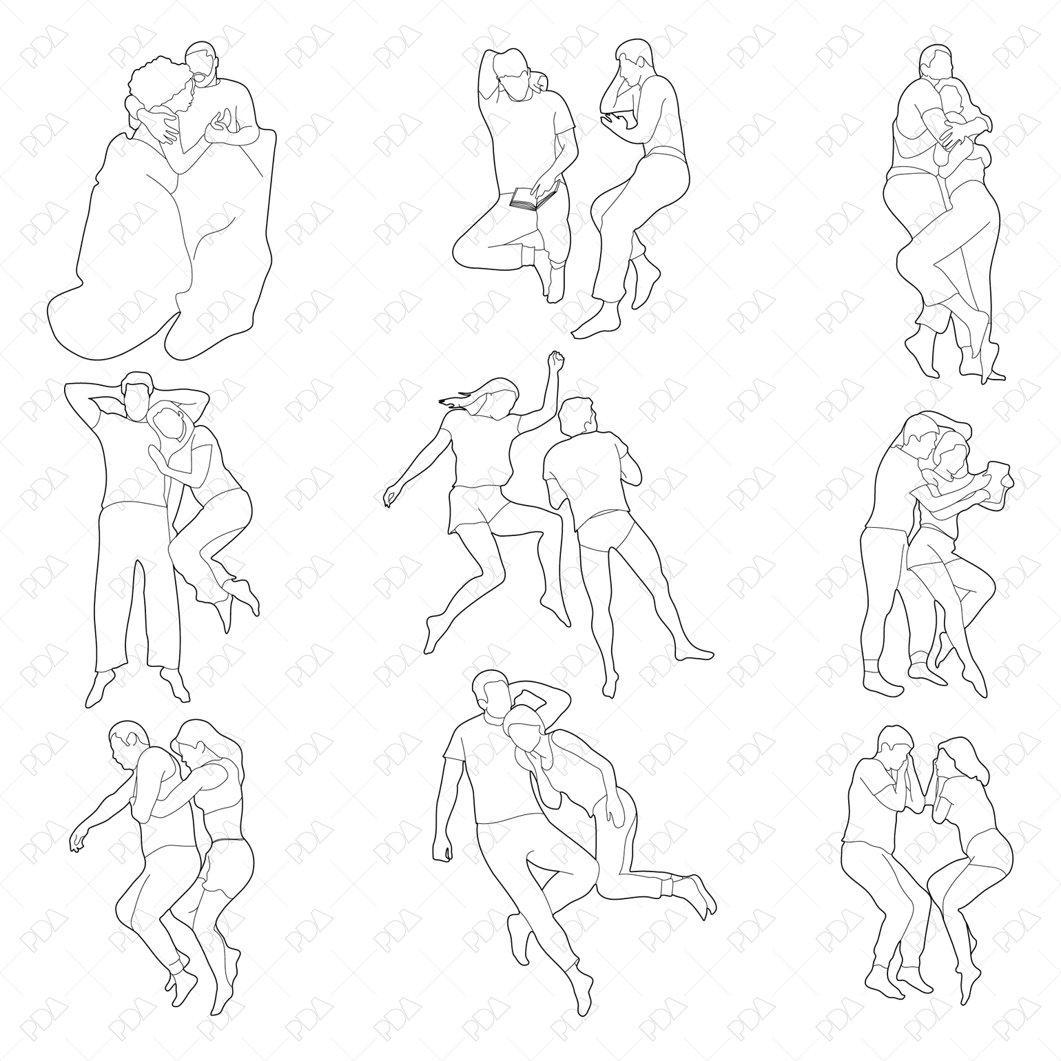 CAD Vector Couple in Love Sleeping - Top View – Post Digital Architecture