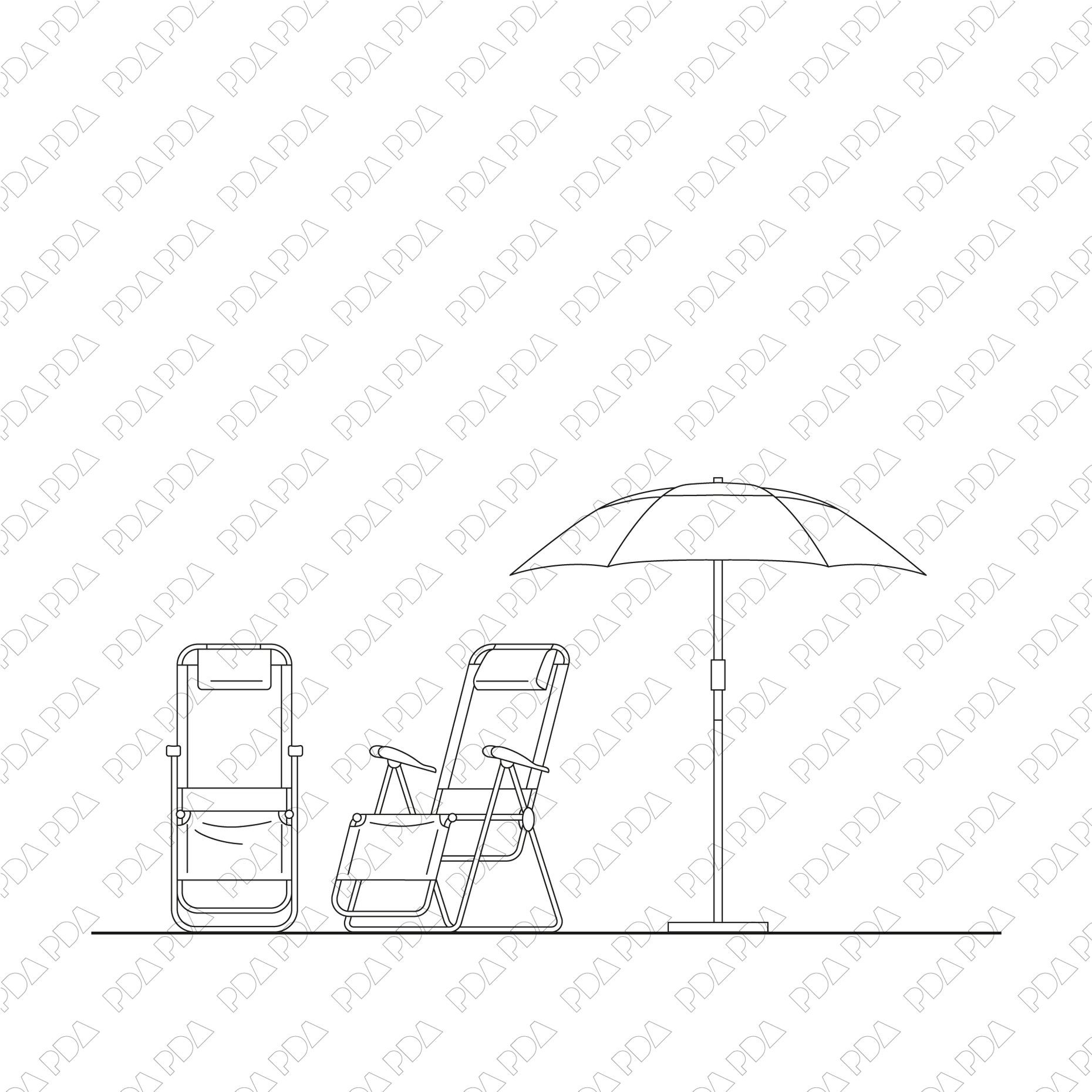 CAD & Vector Line Camping Set - 360° Views