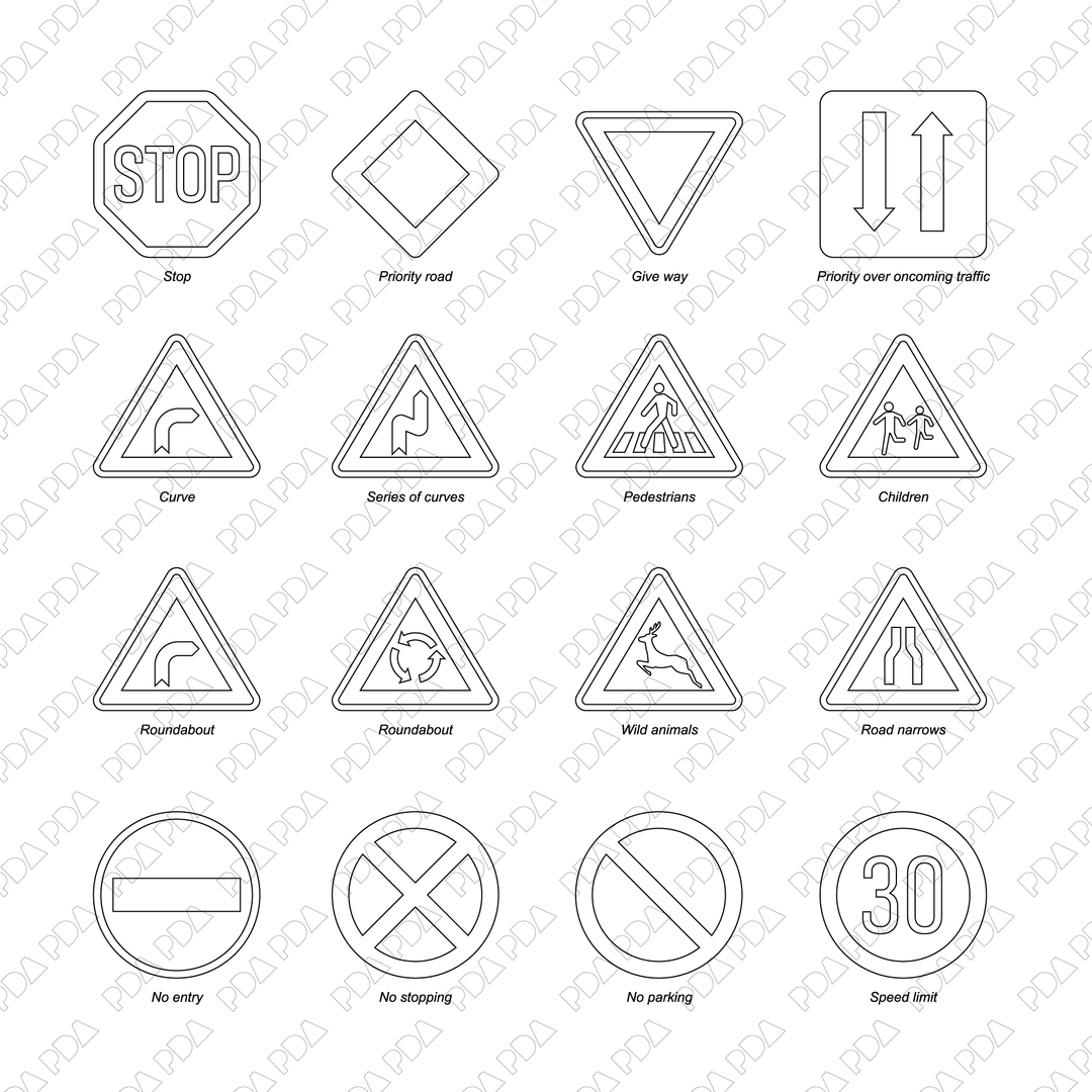 Road Signs Set – CAD & Vector Collection
