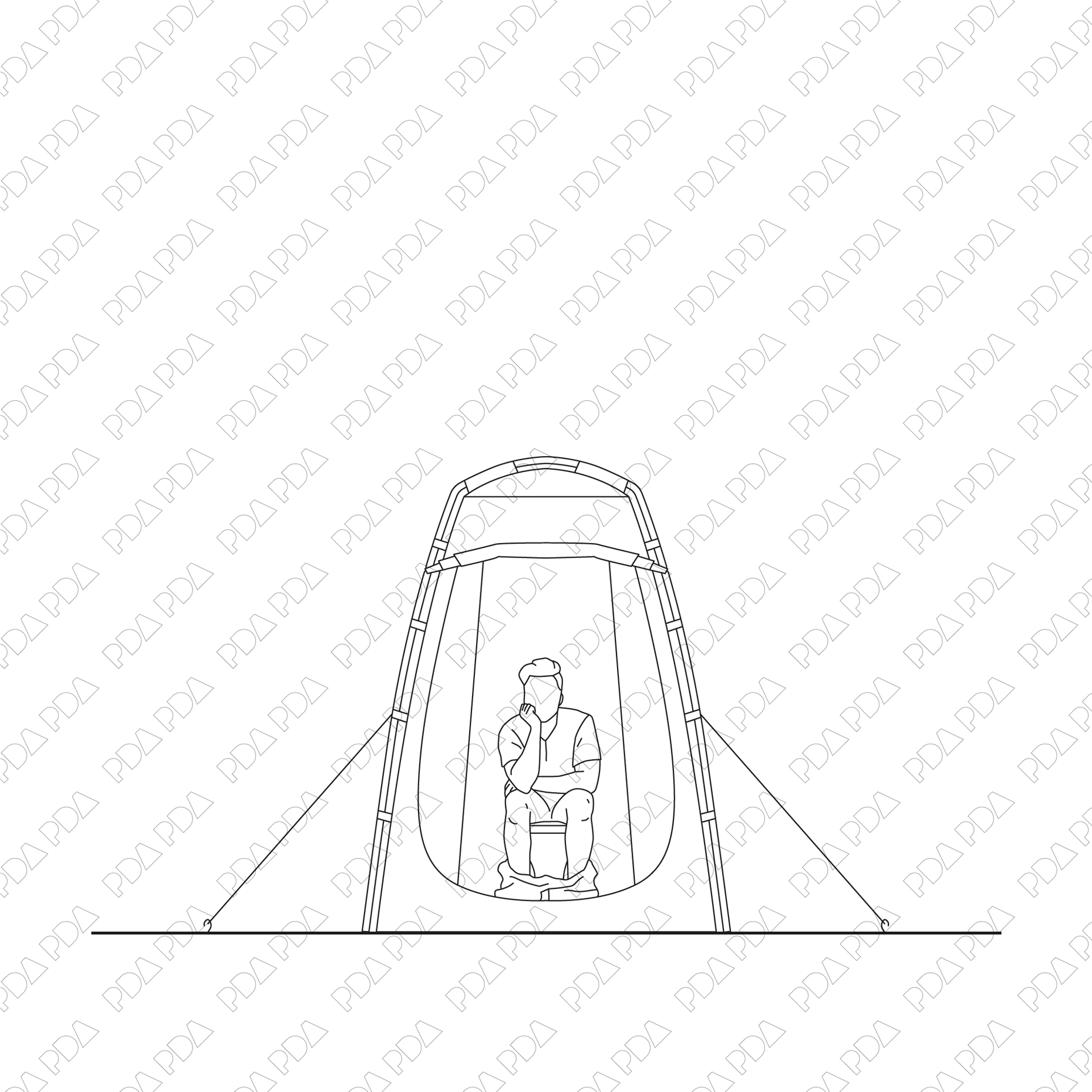 CAD & Vector Line Camping Set - 360° Views