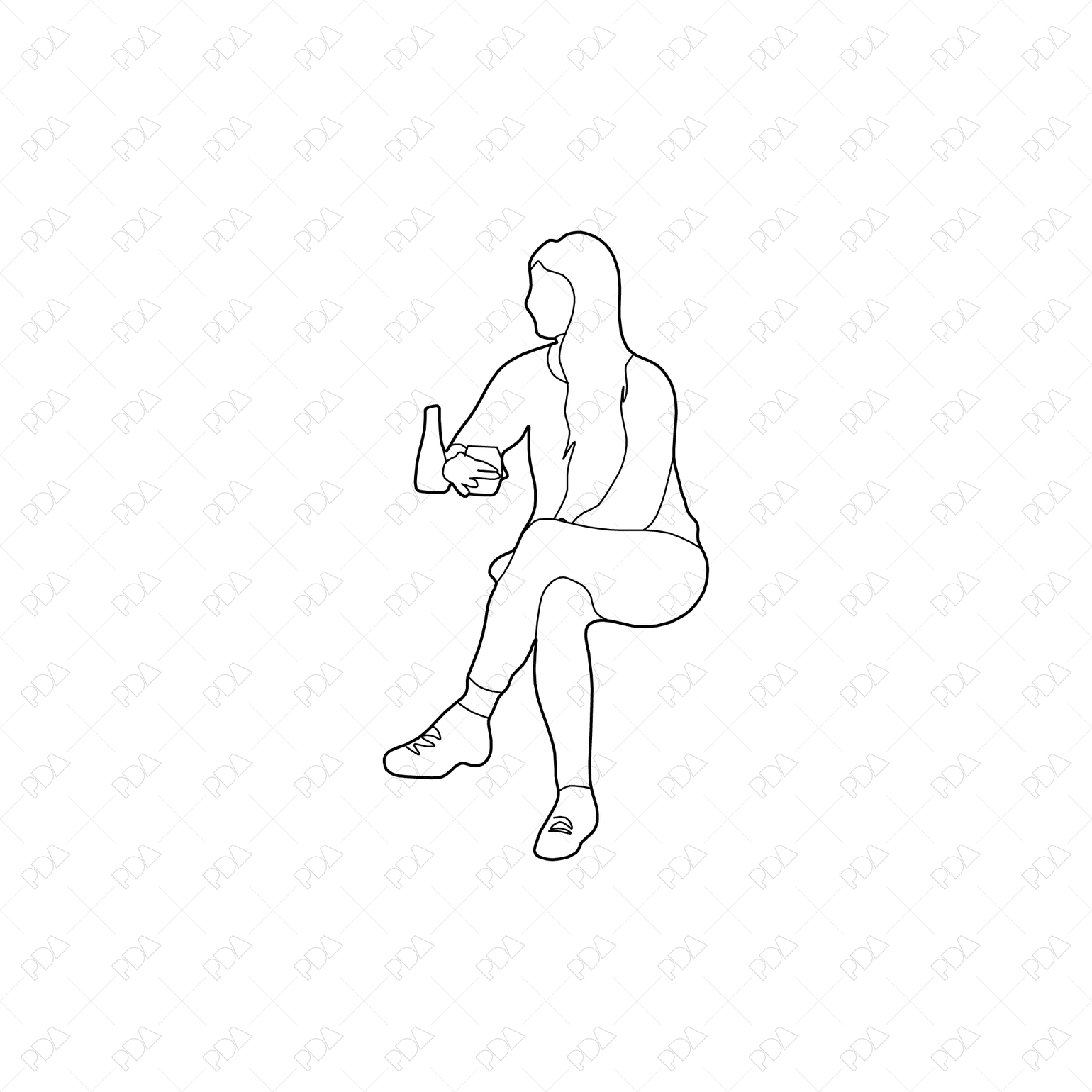 CAD Vector People Eating