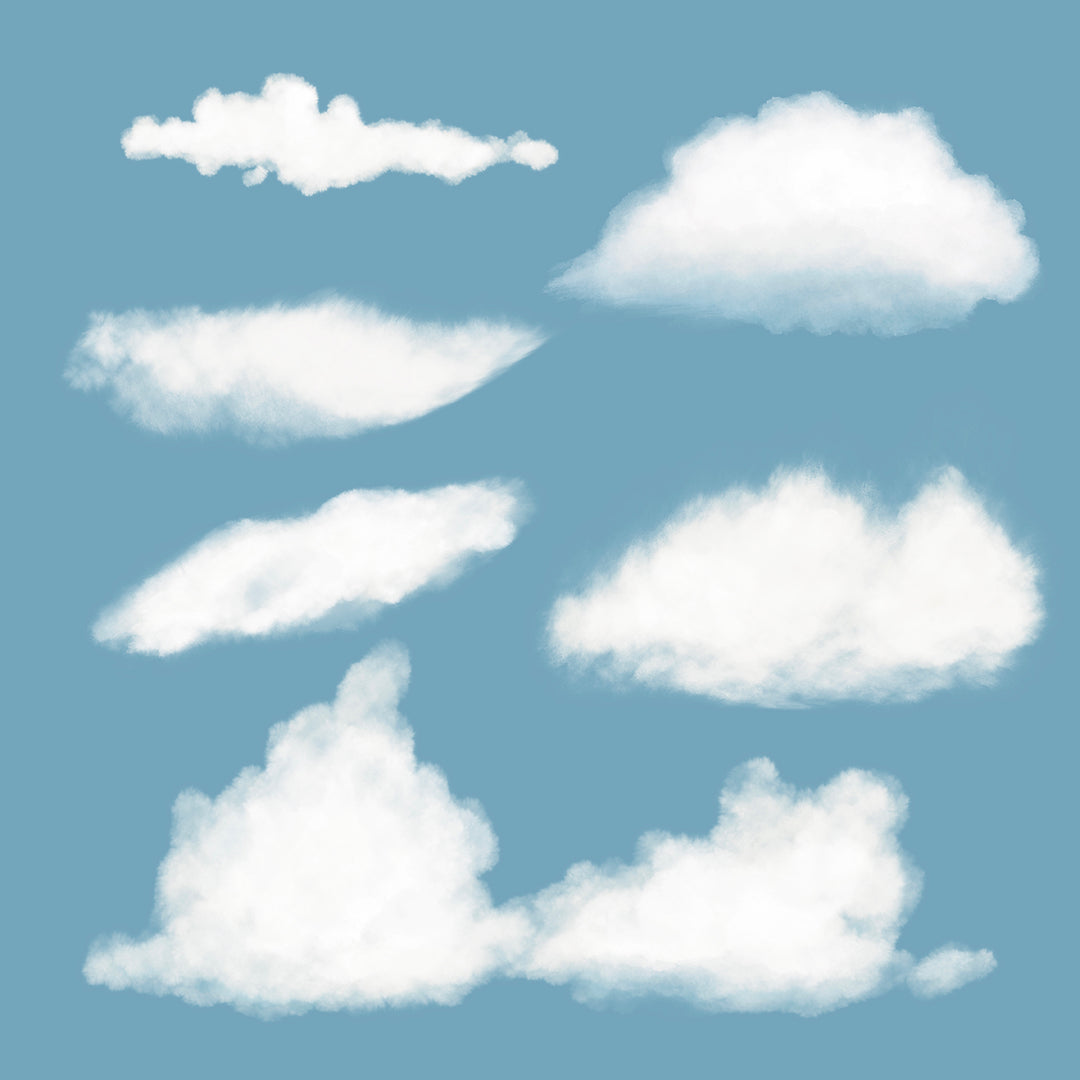 Hand Drawn Clouds Set - Transparent Background