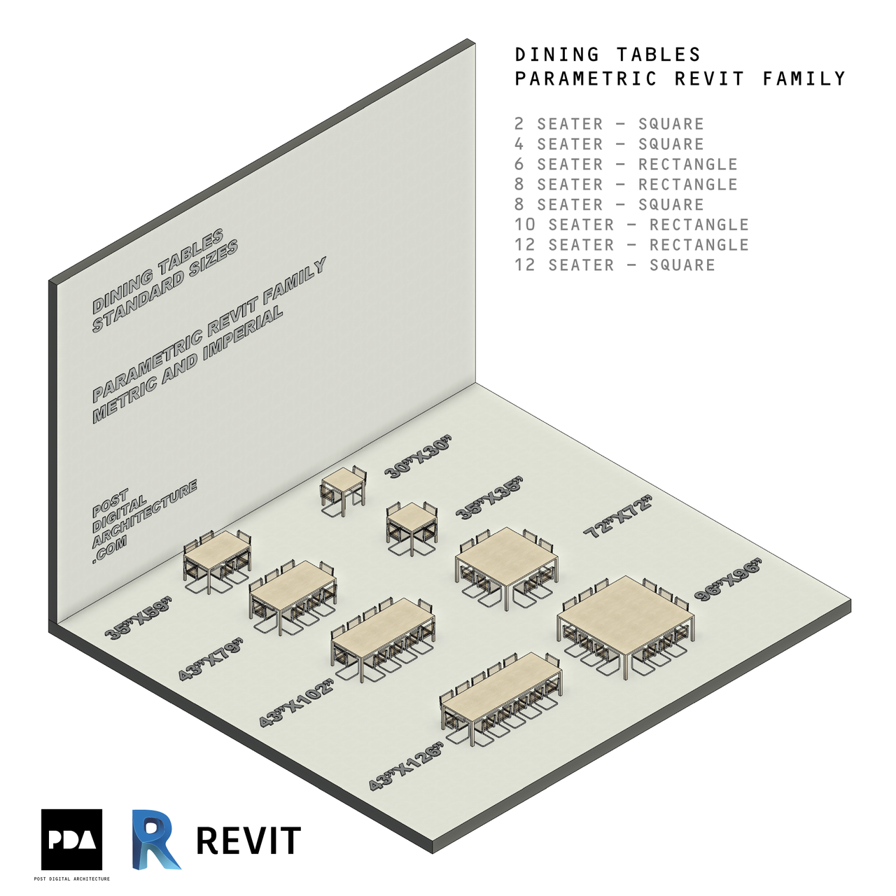 Revit Family - Rectangular Dining Tables – Post Digital Architecture
