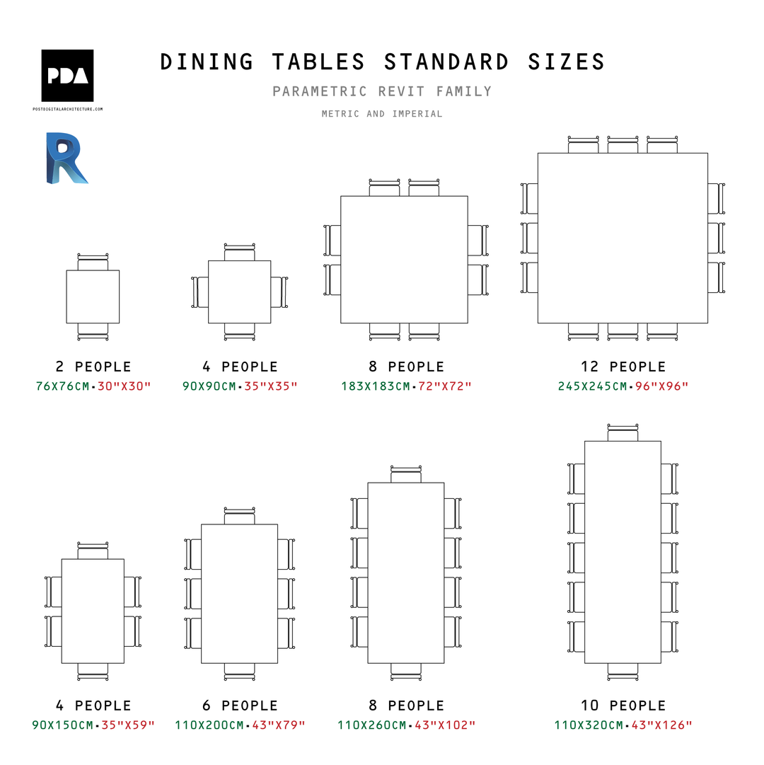Revit Family - Rectangular Dining Tables