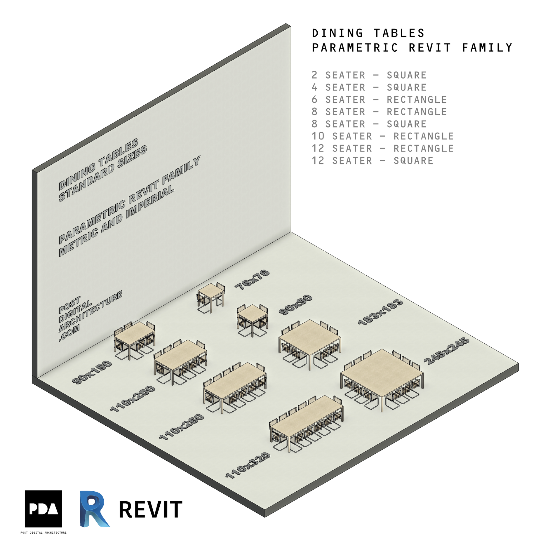 Revit Family - Rectangular Dining Tables | Post Digital Architecture