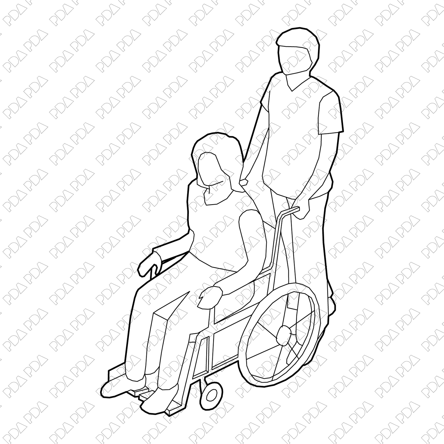 Free Isometric Wheelchair People Set - CAD & Vector