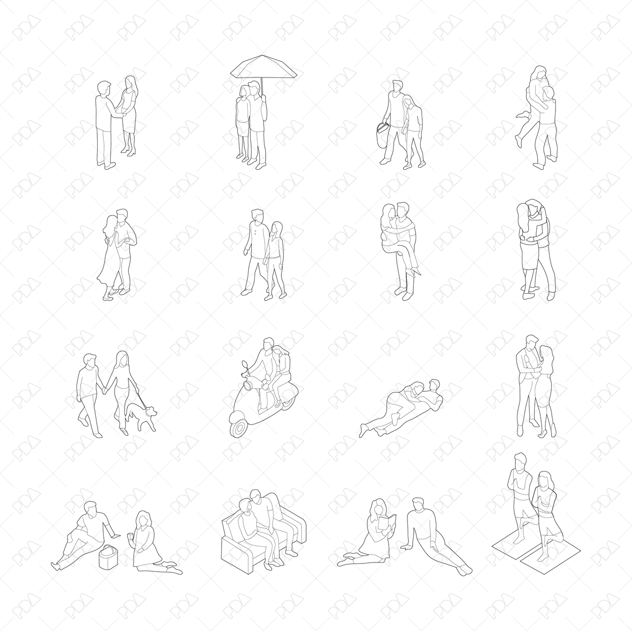 CAD & Vector Axonometric Couples Set
