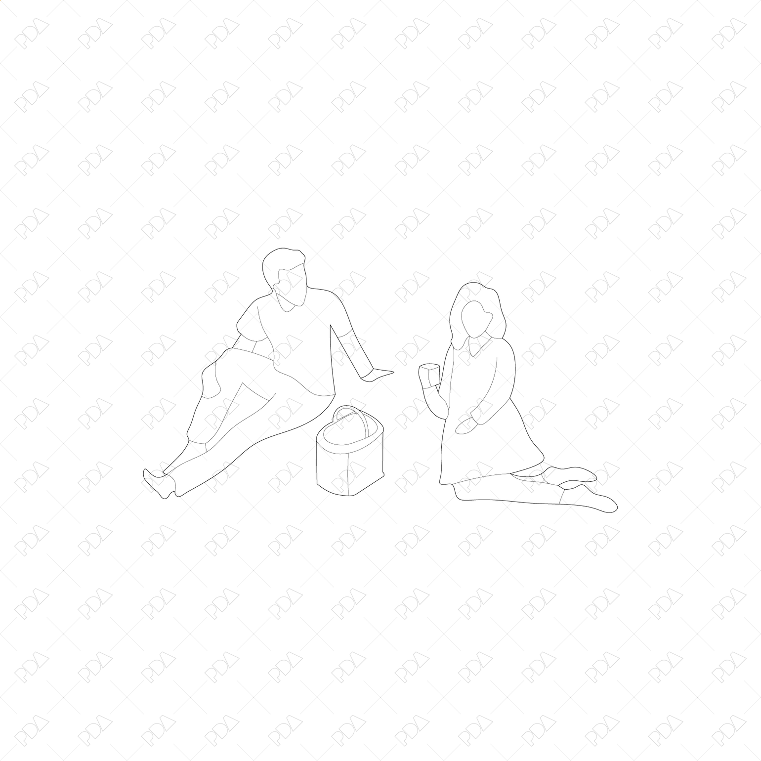 CAD & Vector Axonometric Couples Set