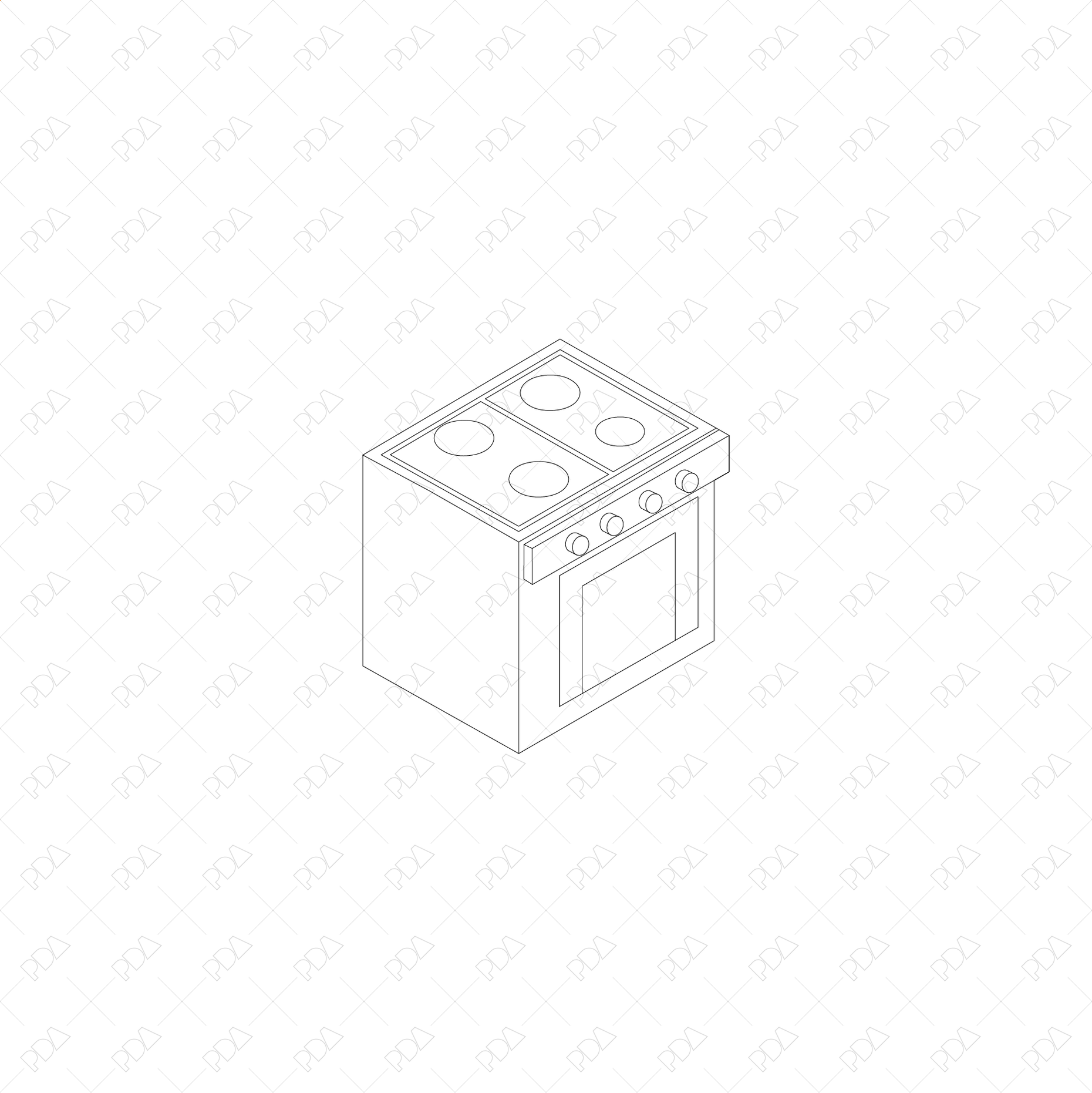CAD & Vector Kitchen Set: Axonometric & Isometric