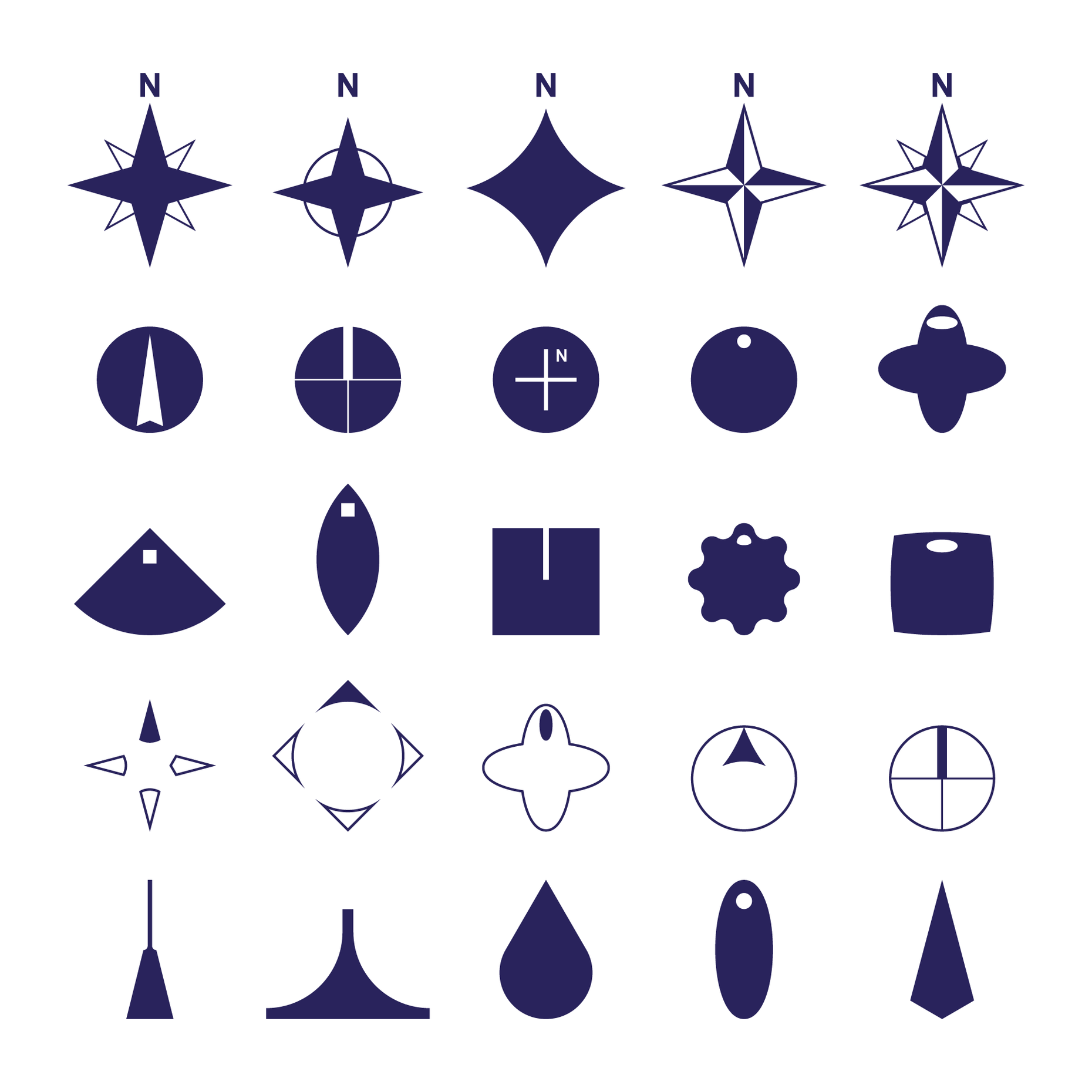 Vector & PNG North Symbols - 25 Designs