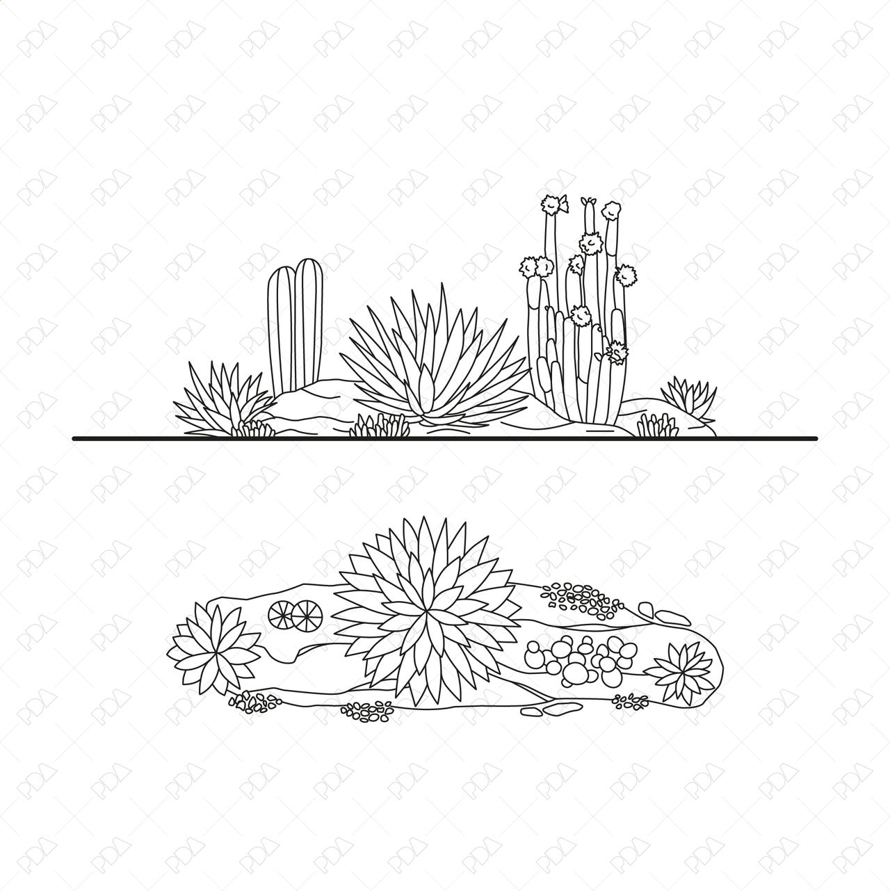 CAD, Vector Tropical Plants Set (Top + Side view)