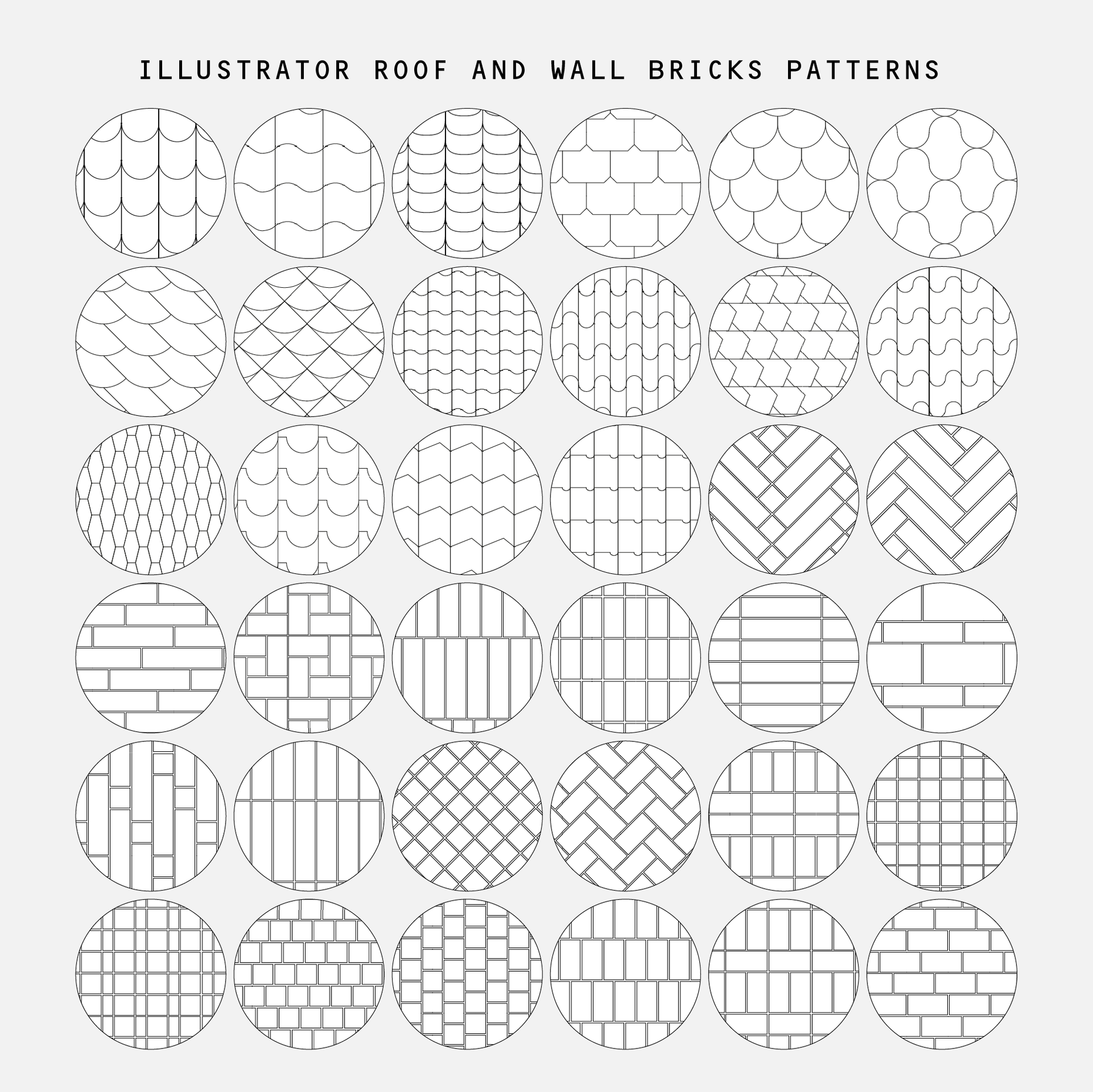 Illustrator Roof and Wall Brick Pattern Library Multi-Pack (Recommended) | Post Digital Architecture