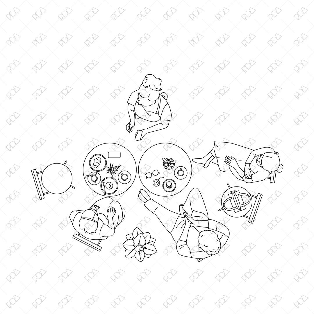 CAD, Vector All You Need for Coffee Shop Design (Top view)