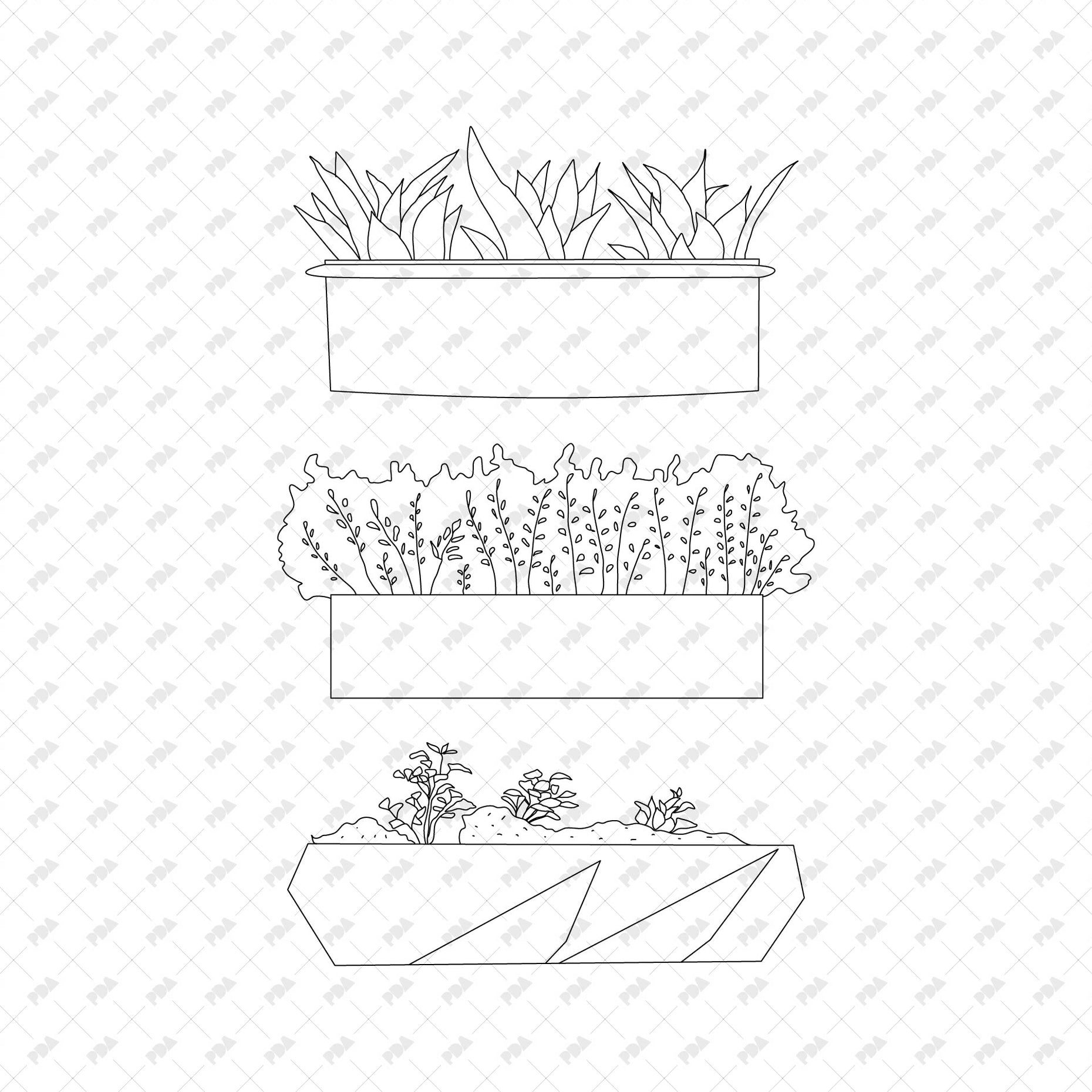 CAD, Vector Street Urban Plants in Planters