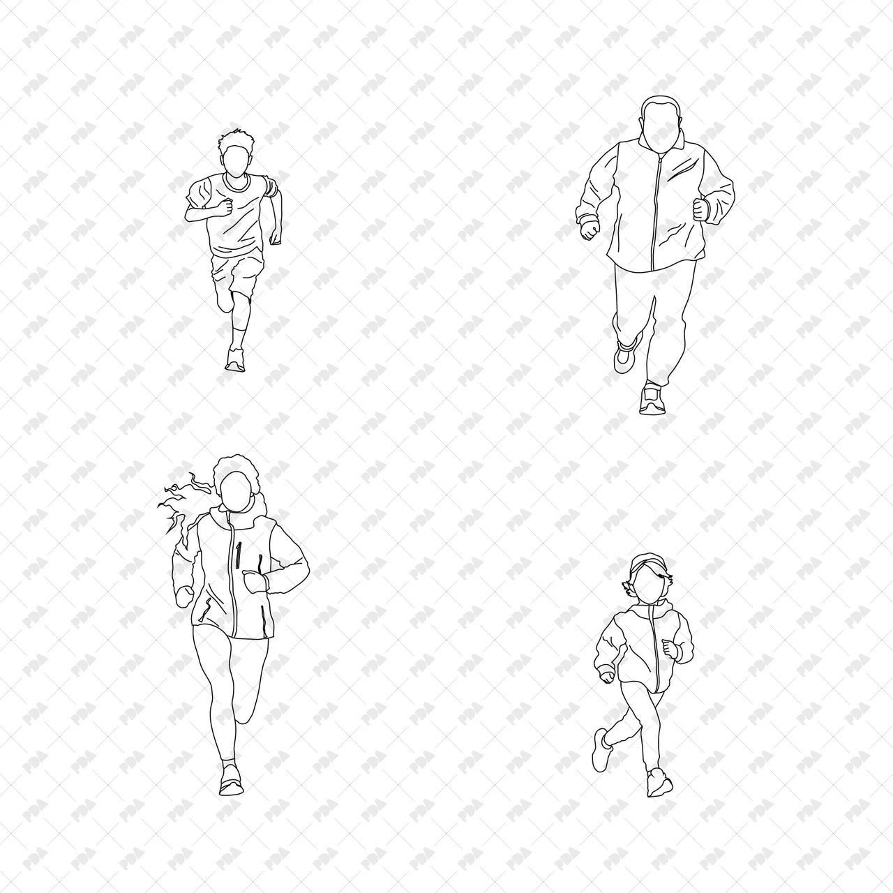 CAD Vector Running & Jogging Characters for Drawings