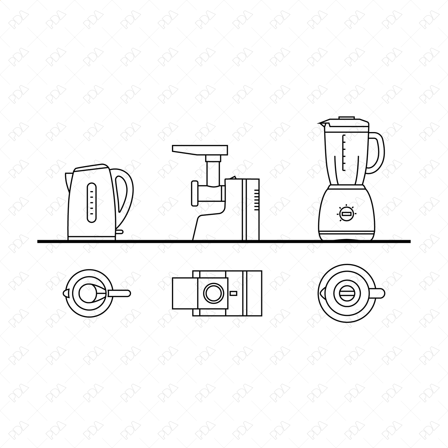CAD and Vector Kitchen Appliances (Top and Side view)