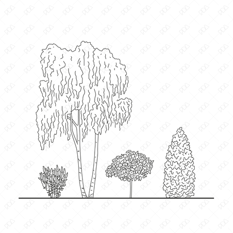 CAD & Vector European Trees & Plants Set
