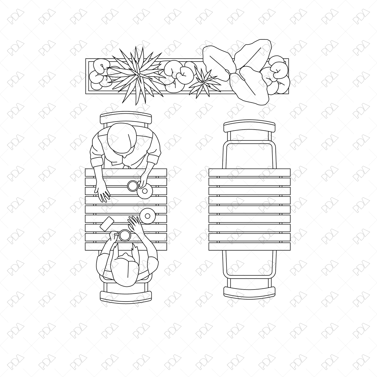 CAD, Vector All You Need for Coffee Shop Design (Top view)