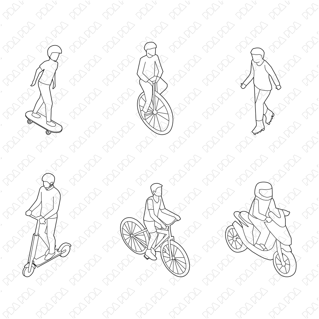 Isometric People on Urban Vehicles Set