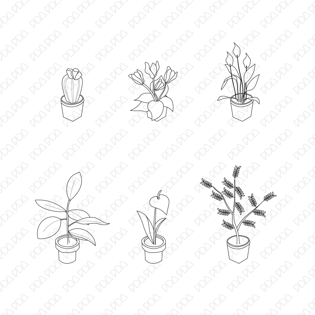 Axonometric Isometric Plant Set - Vector Ai