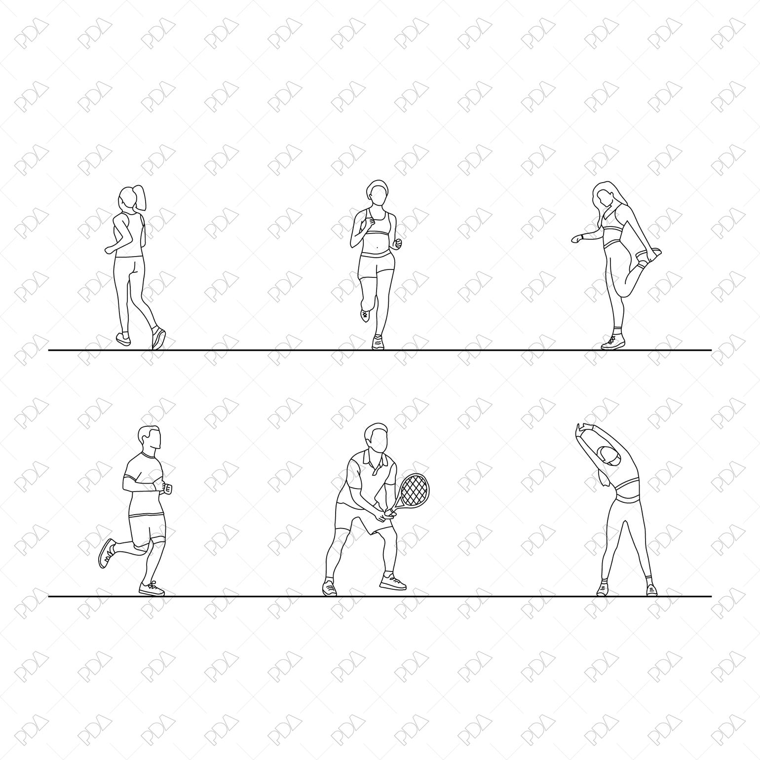 CAD Vector Sports People Set - 25 Characters