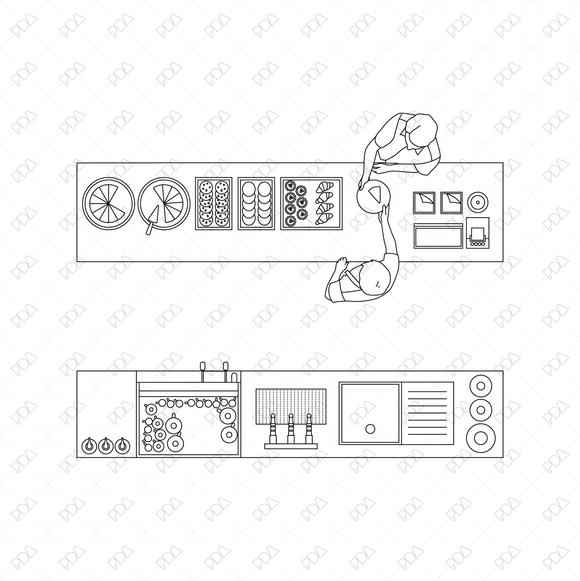 CAD, Vector All You Need for Coffee Shop Design (Side View)