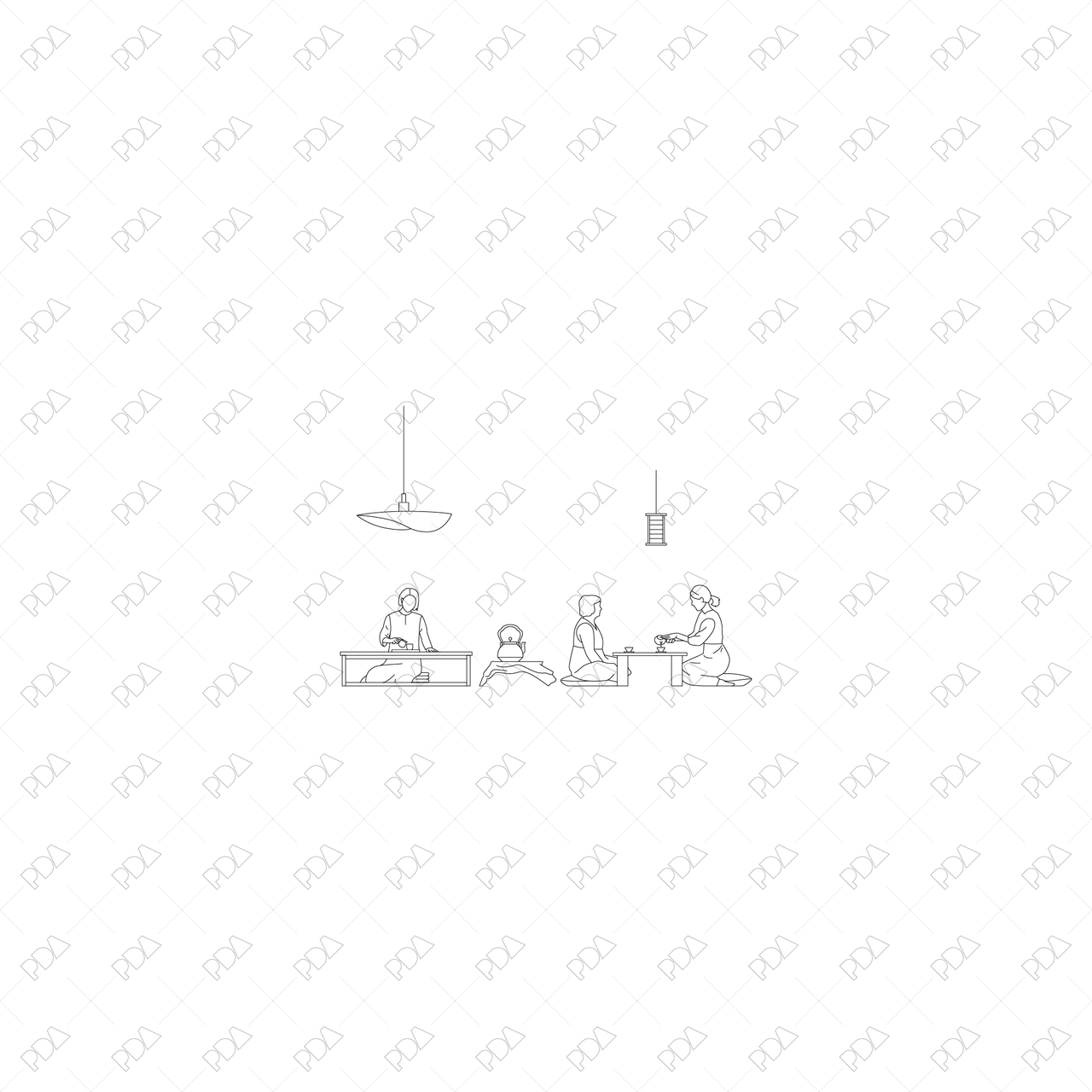 CAD, Vector Sushi Bar/ Japanese Restaurant Set