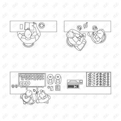 CAD, Vector All You Need for Coffee Shop Design (Top view)
