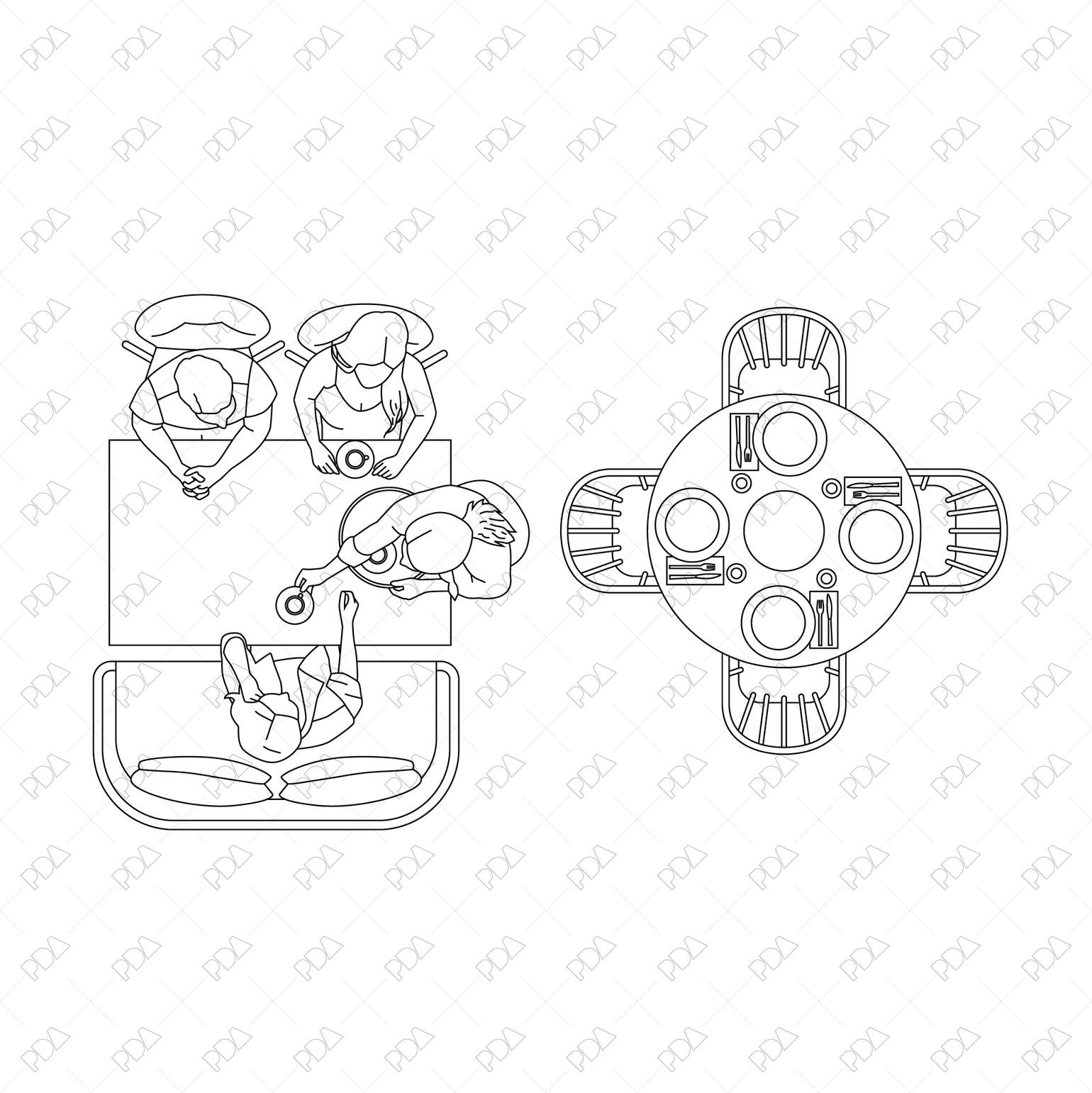 CAD, Vector All You Need for Coffee Shop Design (Top view)