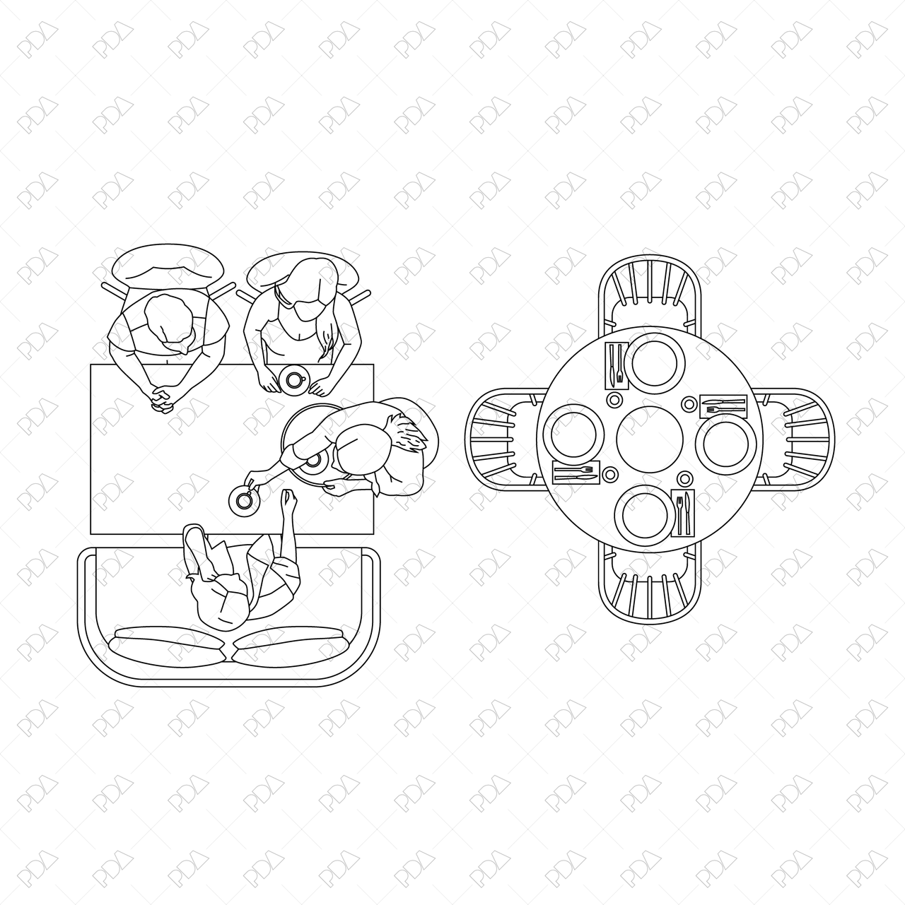 CAD, Vector All You Need for Coffee Shop Design (Side View)