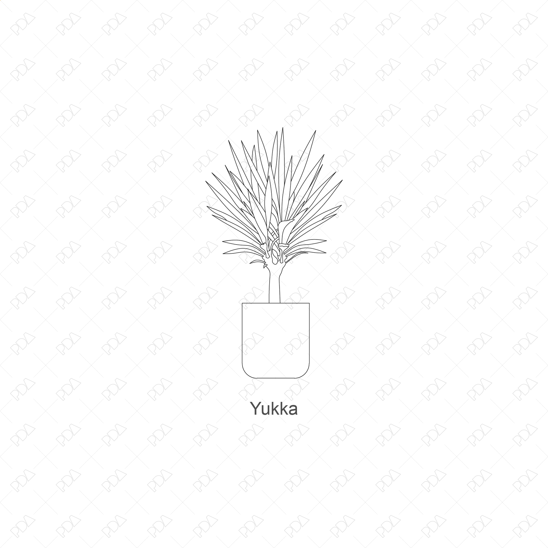 CAD & Vector Indoor Plants Set - Front View