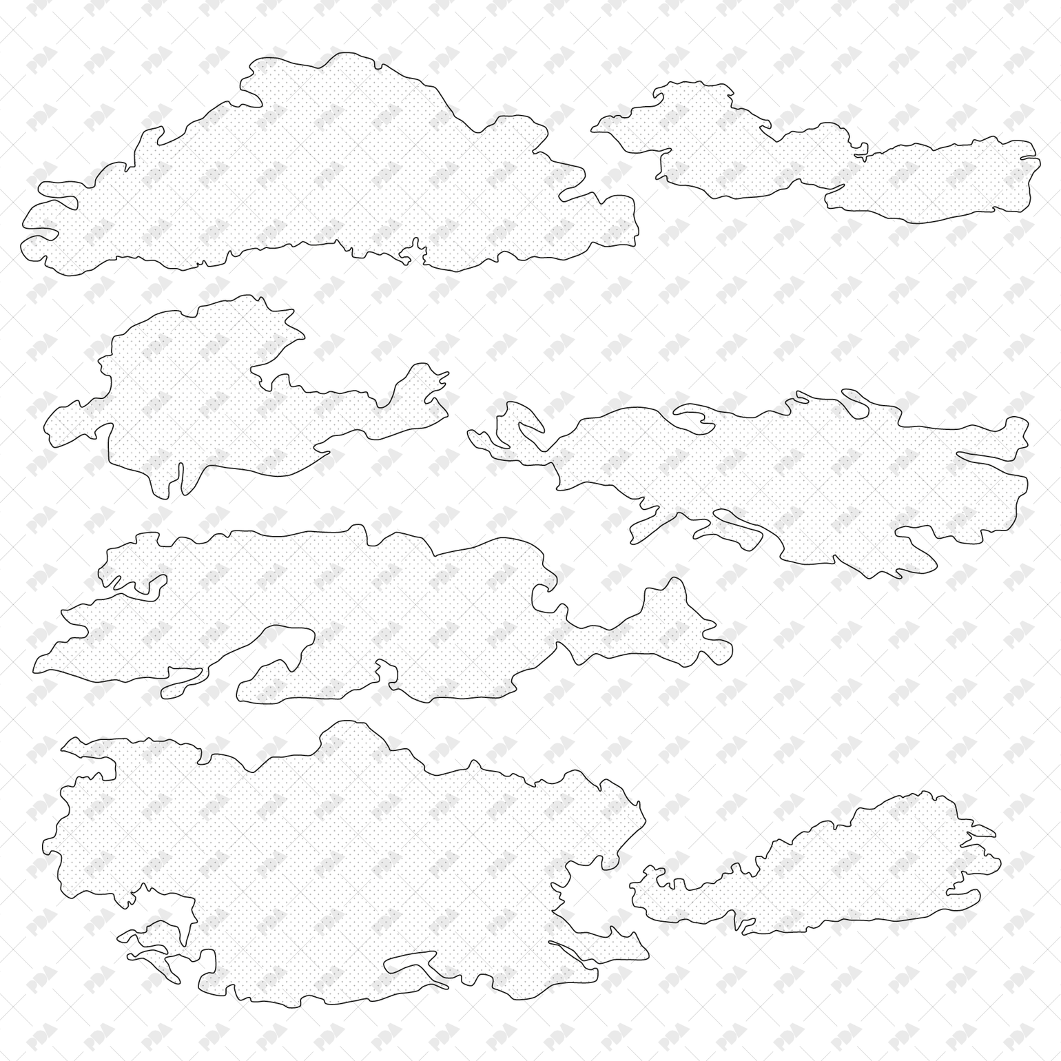 Vector Line Art Clouds for Post Digital Collages