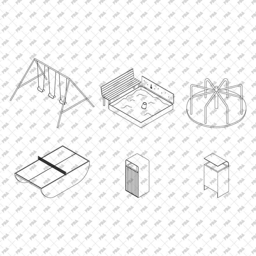 CAD, Vector Isometric Urban Furniture
