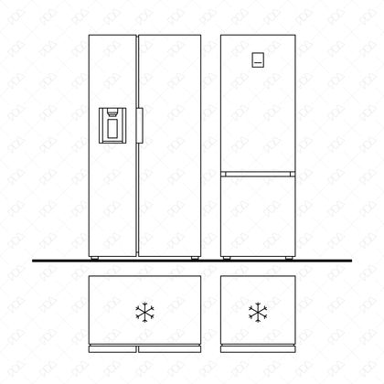 Cad And Vector Kitchen Appliances Top And Side View