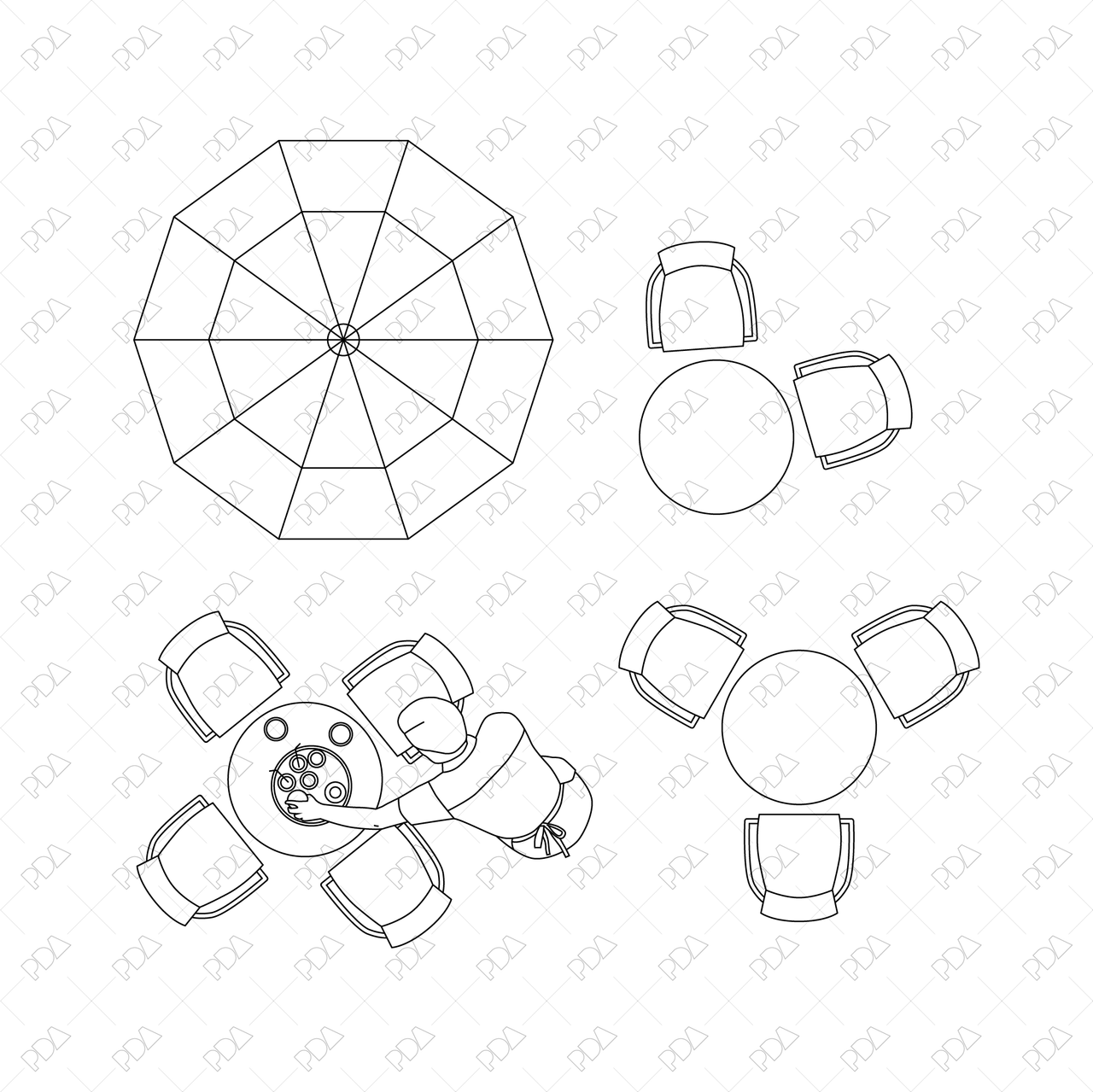 CAD, Vector All You Need for Coffee Shop Design (Top view)