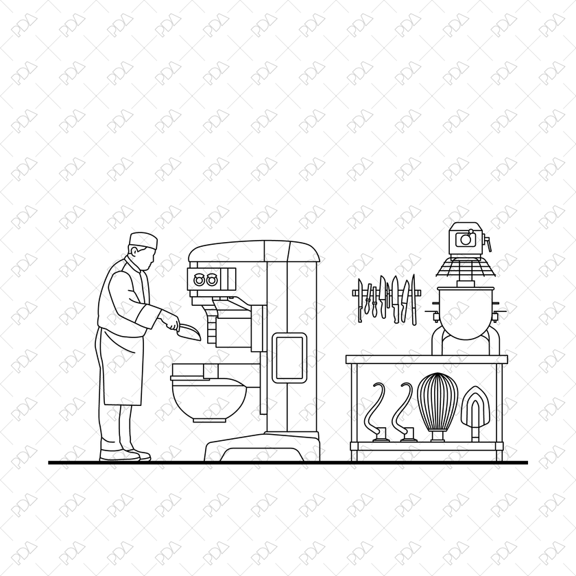 CAD, Vector Bakery Set (Front view and side view)